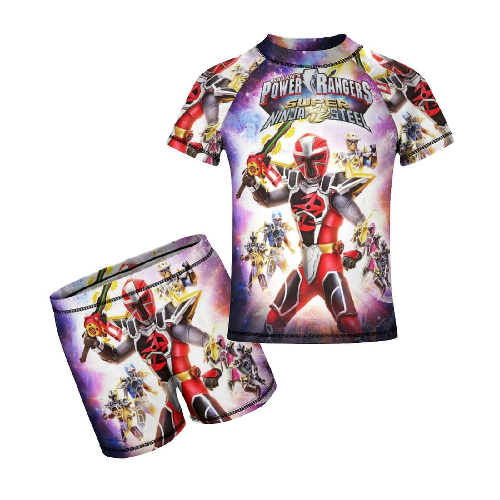 Power Rangers Boys Two Piece Swimsuit Kids Swimwear Set Short Sleeve ...
