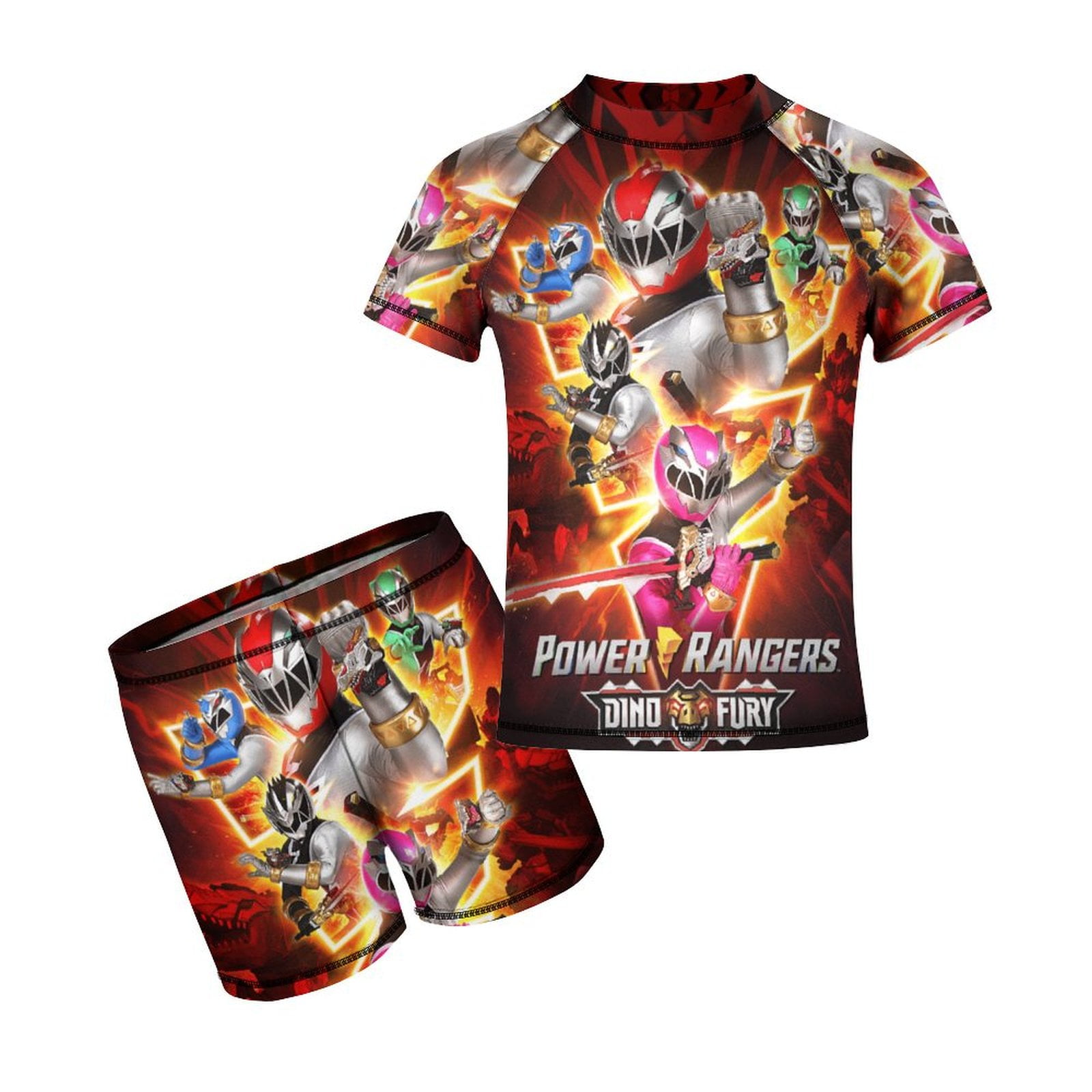 Power Rangers Boys Two Piece Swimsuit Kids Swimwear Set Short Sleeve ...