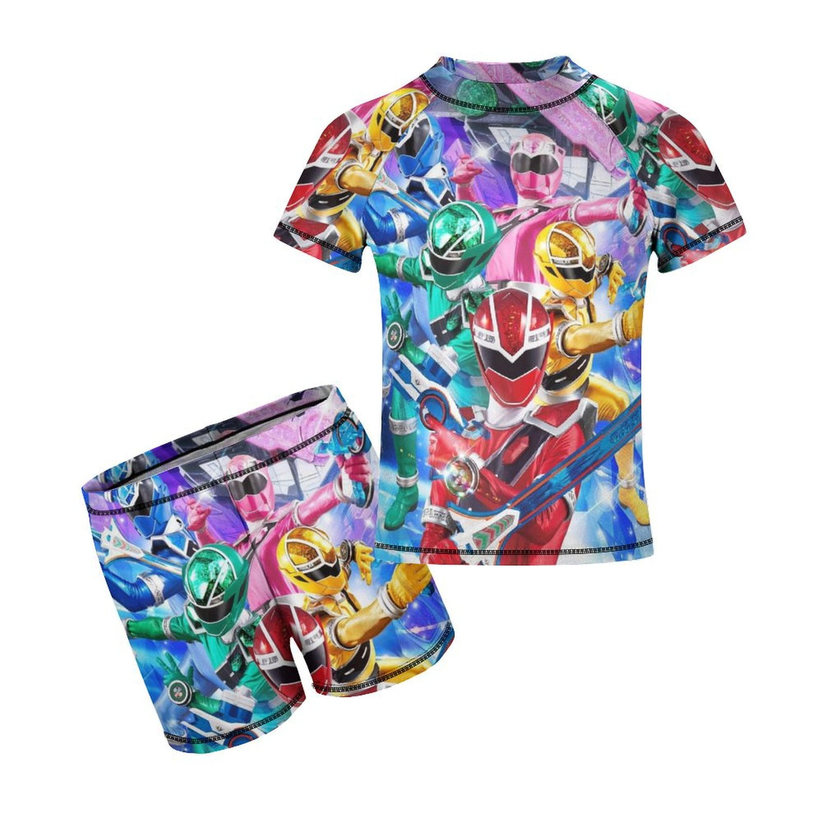 Power Rangers Boys Two Piece Swimsuit Kids Swimwear Set Short Sleeve ...
