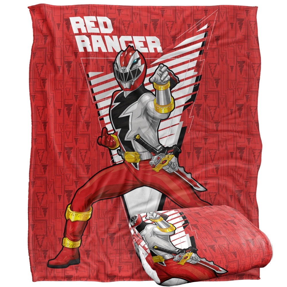 Power Rangers: Dino Fury Blanket, 50'x60' Red Ranger Character Silky ...