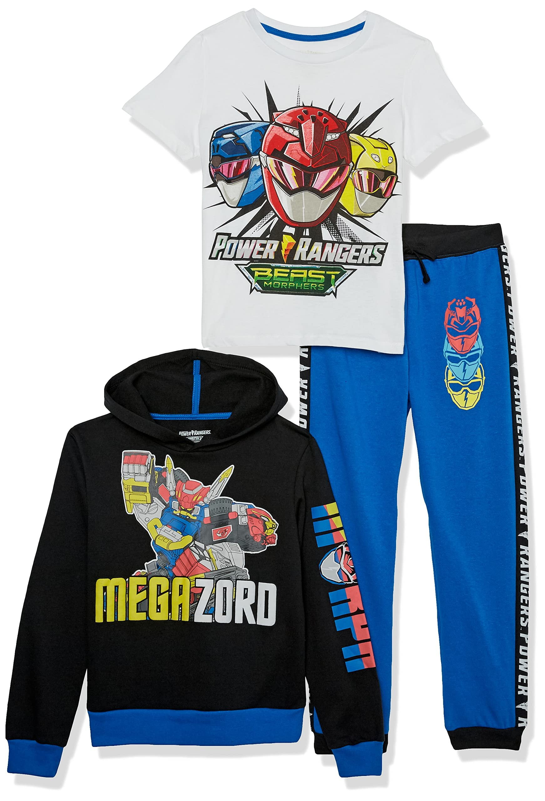 Power Rangers Graphic Hoodie, T-Shirt, & Jogger Sweatpants, 3-Piece Set ...