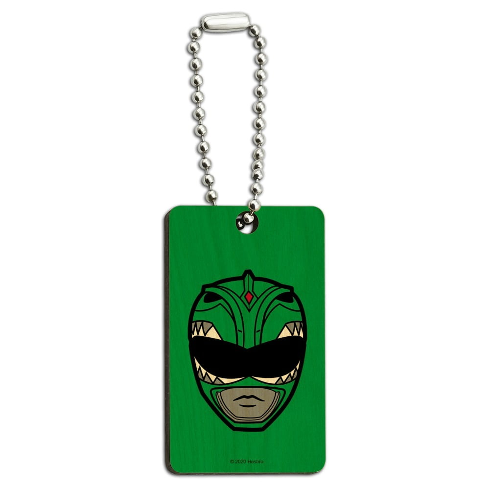 Power Rangers Green Ranger Helmet Wood Wooden Rectangle Keychain Key ...