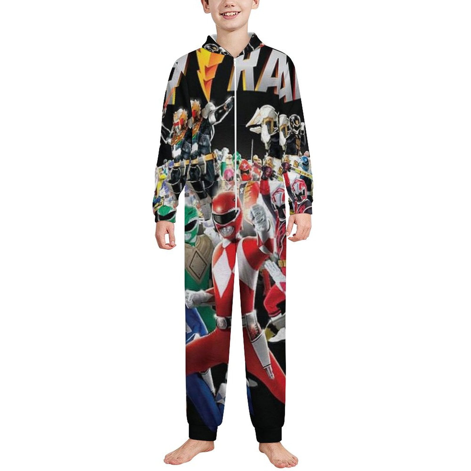 Power Rangers Hooded Union Suit Pajama Onesie Blanket Sleeper - Walmart.com