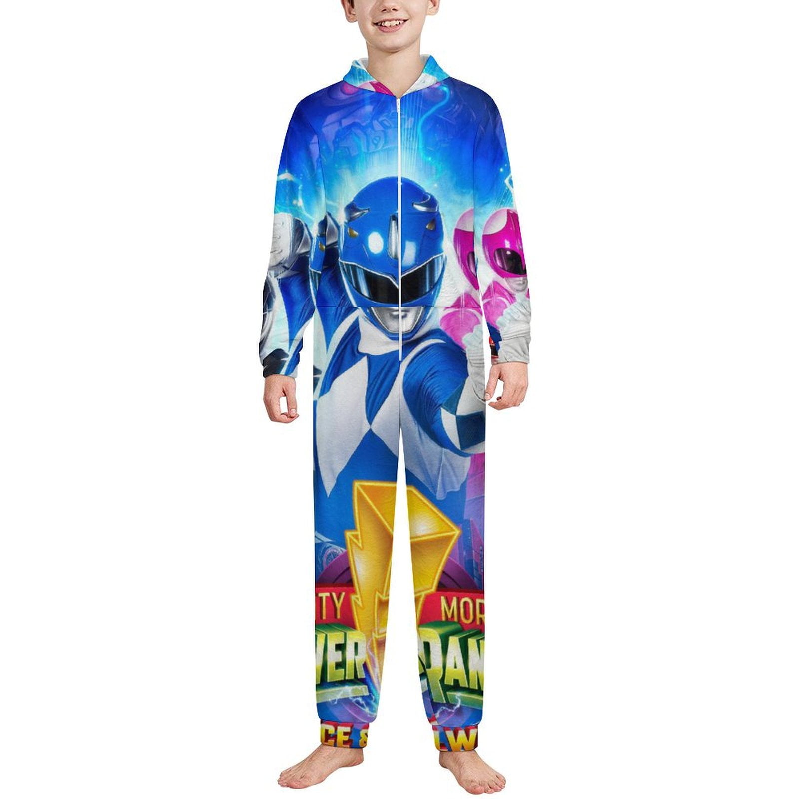 Power Rangers Hooded Union Suit Pajama Onesie Blanket Sleeper - Walmart.com