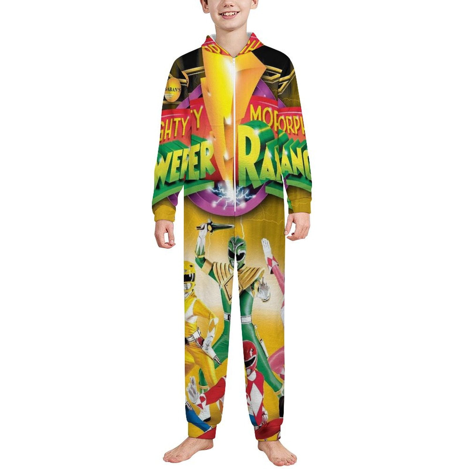 Power Rangers Hooded Union Suit Pajama Onesie Blanket Sleeper - Walmart.com