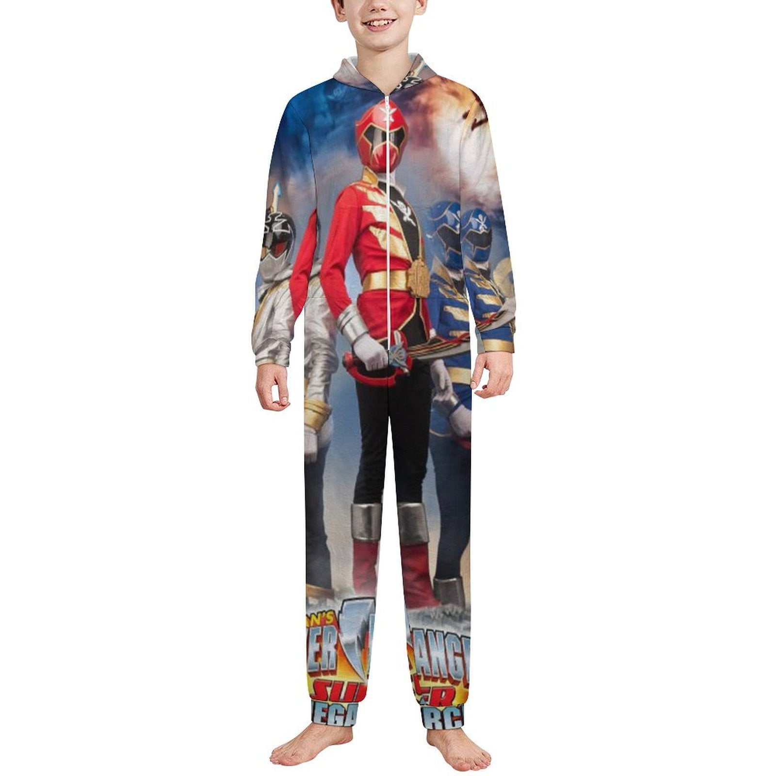Power Rangers Hooded Union Suit Pajama Onesie Blanket Sleeper - Walmart.com