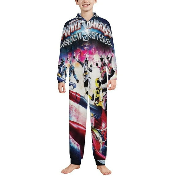 Power Rangers Hooded Union Suit Pajama Onesie Blanket Sleeper - Walmart.com