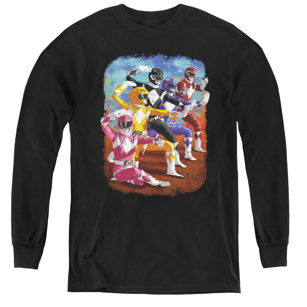 Power Rangers Impressionist Rangers Youth Long Sleeve T-Shirt Tee Black ...