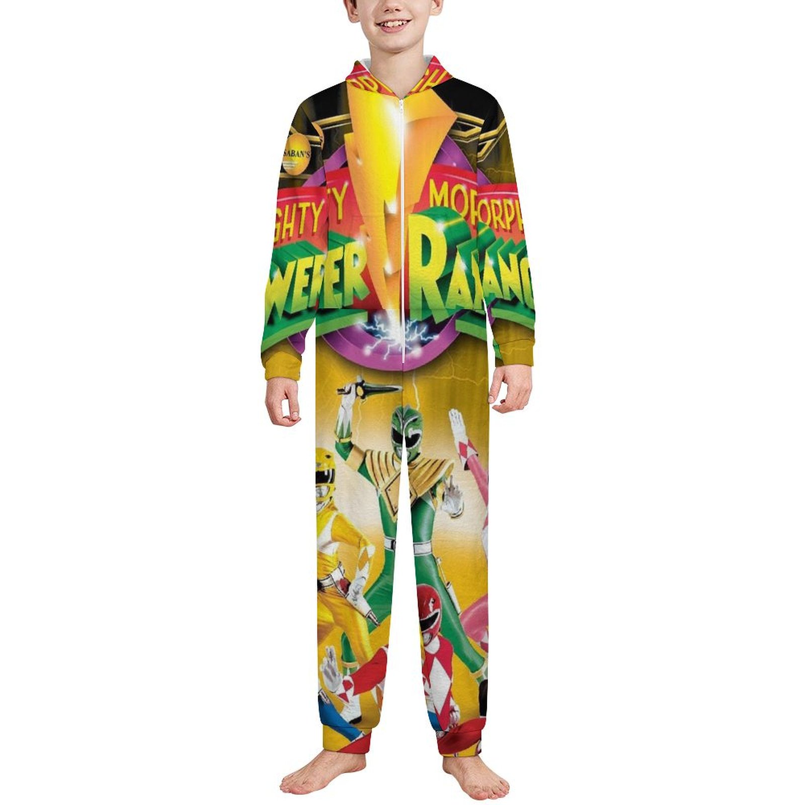 Power Rangers Kids Hooded Union Suit Pajama Onesie Blanket Sleeper for ...