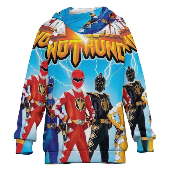 Power Rangers Kids Hoodie Raglan Sleeve Hooded Snap Sweatshirt Casual ...