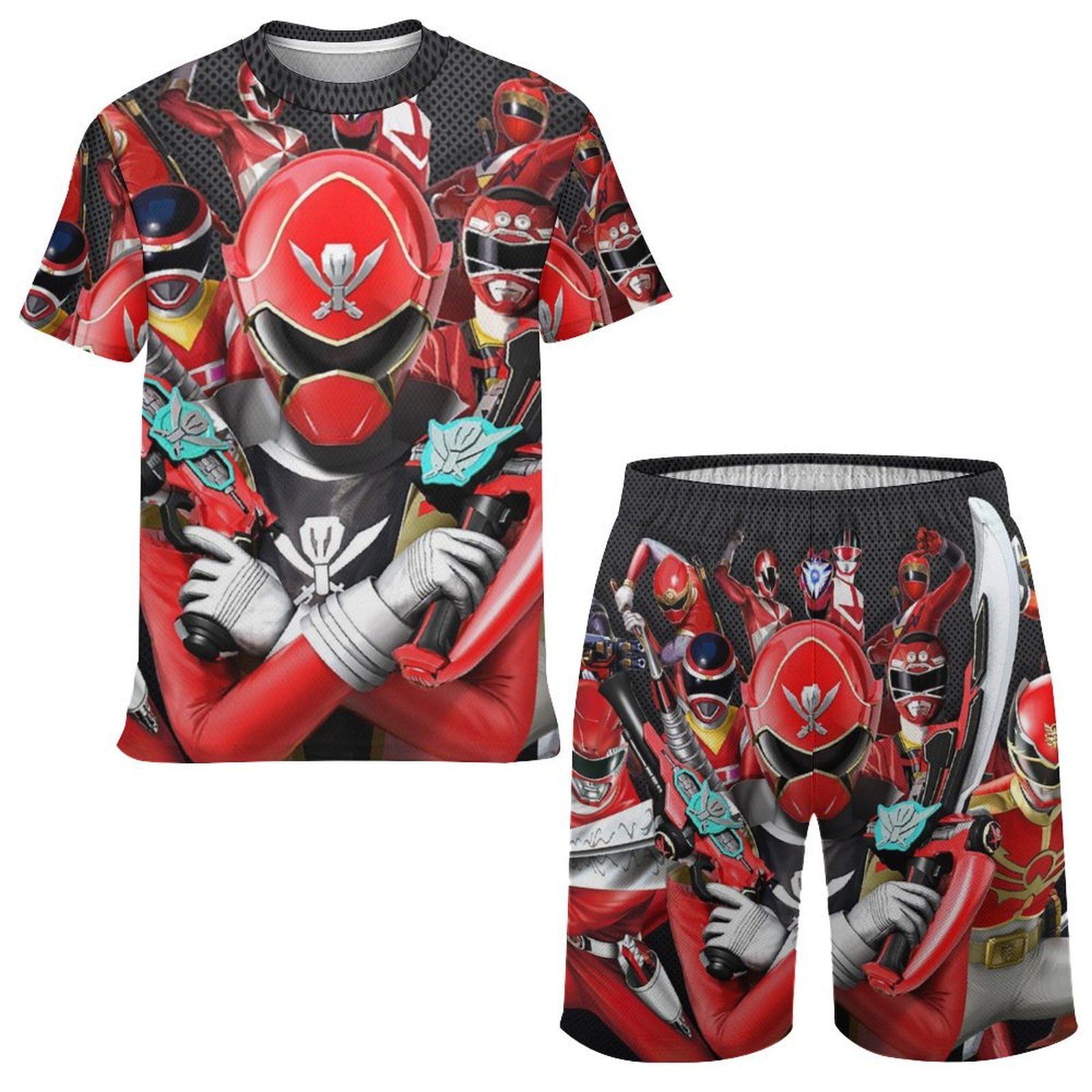 Power Rangers Kids Short Sleeve Mesh T-Shirt And Shorts Outfit Set ...