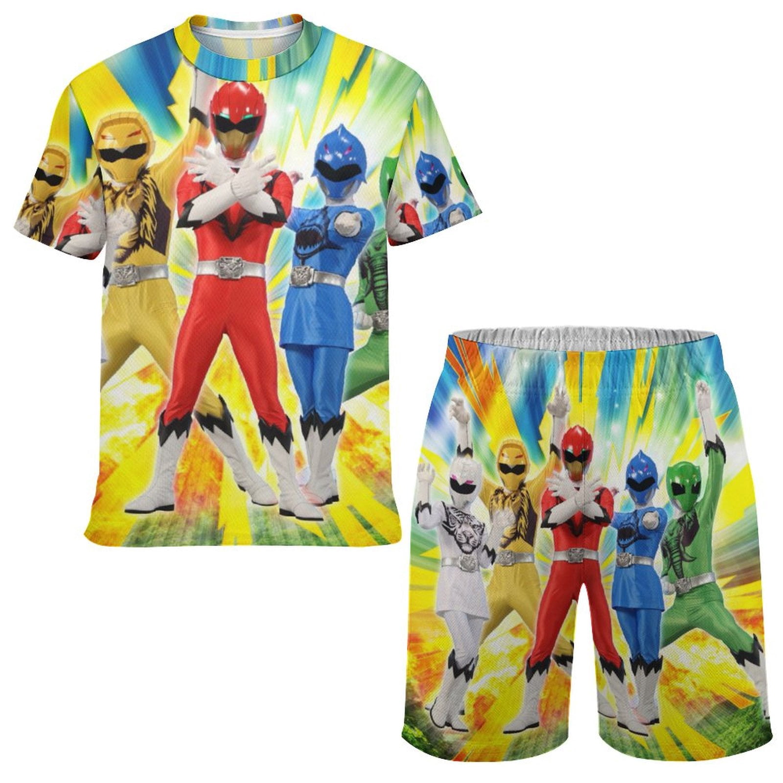 Power Rangers Kids Short Sleeve Mesh T-Shirt And Shorts Outfit Set ...