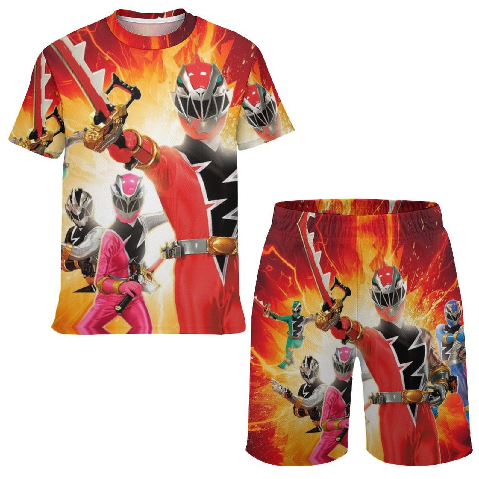 Power Rangers Kids Short Sleeve Mesh T-Shirt And Shorts Outfit Set ...