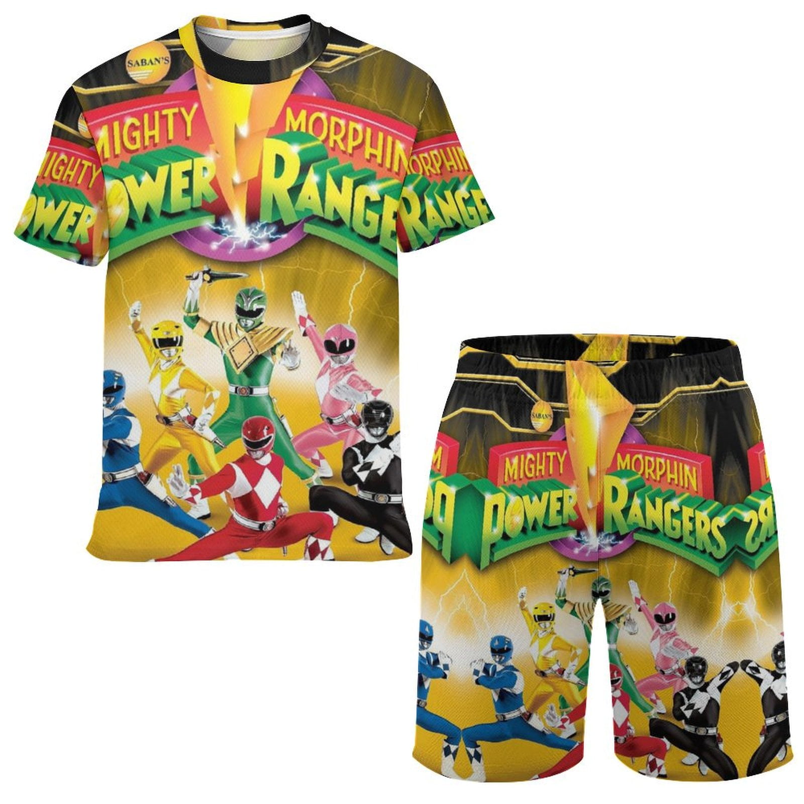 Power Rangers Kids Short Sleeve Mesh T-Shirt And Shorts Outfit Set ...
