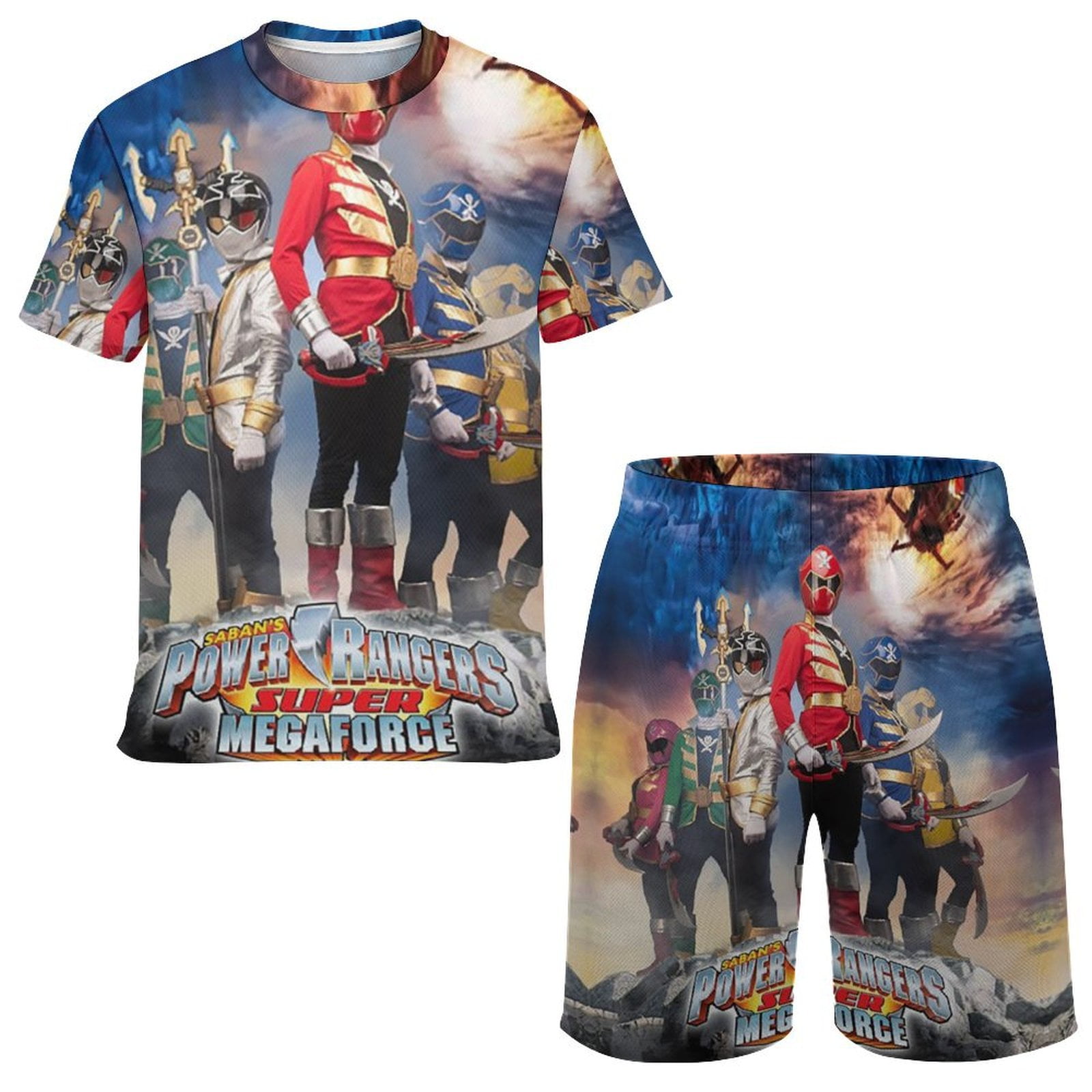 Power Rangers Kids Short Sleeve Mesh T-Shirt And Shorts Outfit Set ...