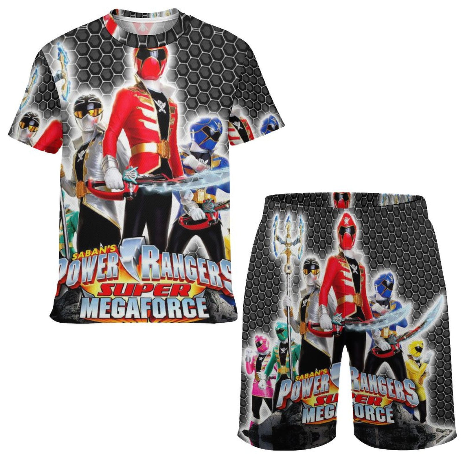 Power Rangers Kids Short Sleeve Mesh T-Shirt And Shorts Outfit Set ...