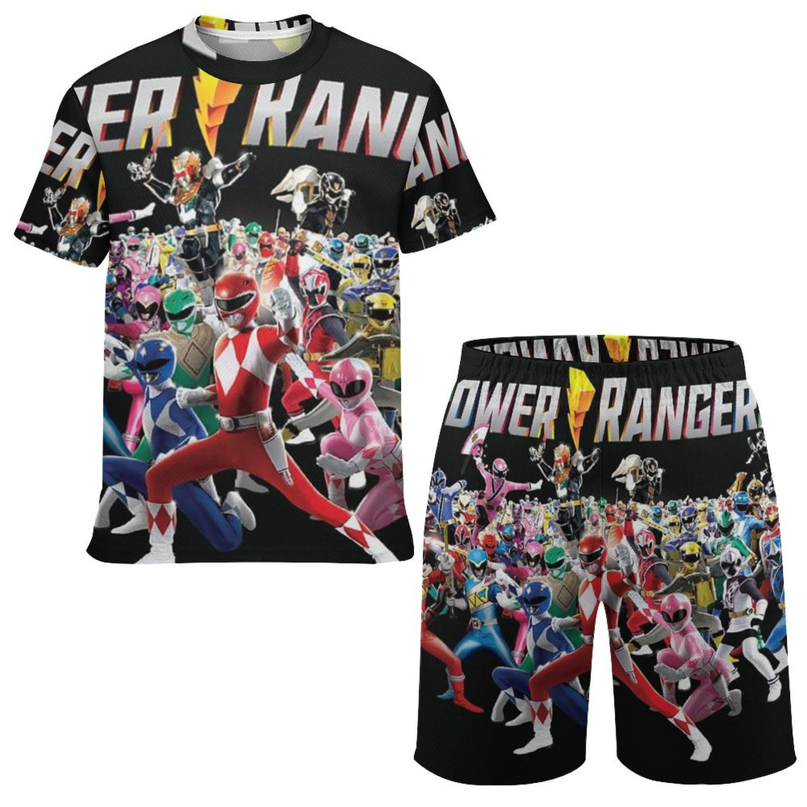 Power Rangers Kids Short Sleeve Mesh T-Shirt And Shorts Outfit Set ...