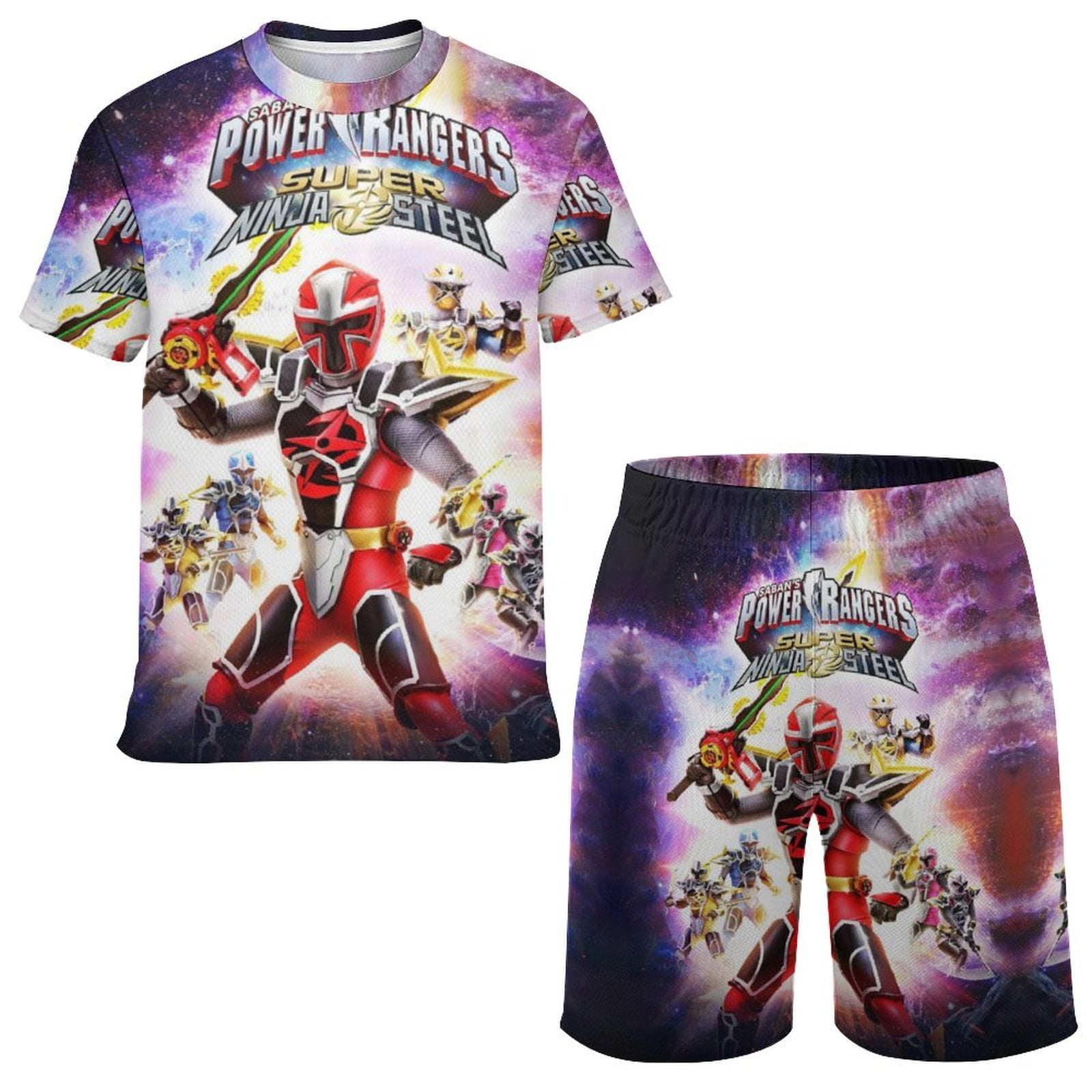 Power Rangers Kids Short Sleeve Mesh T-Shirt And Shorts Outfit Set ...