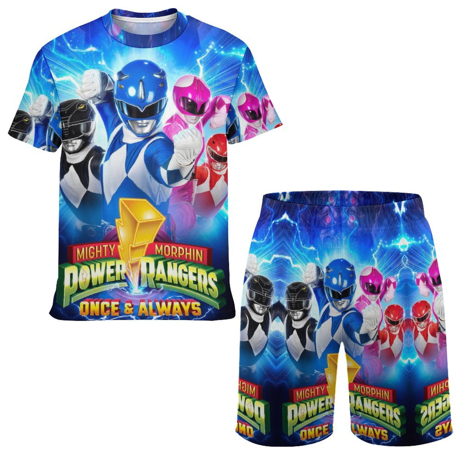 Power Rangers Kids Short Sleeve Mesh T-Shirt And Shorts Outfit Set ...