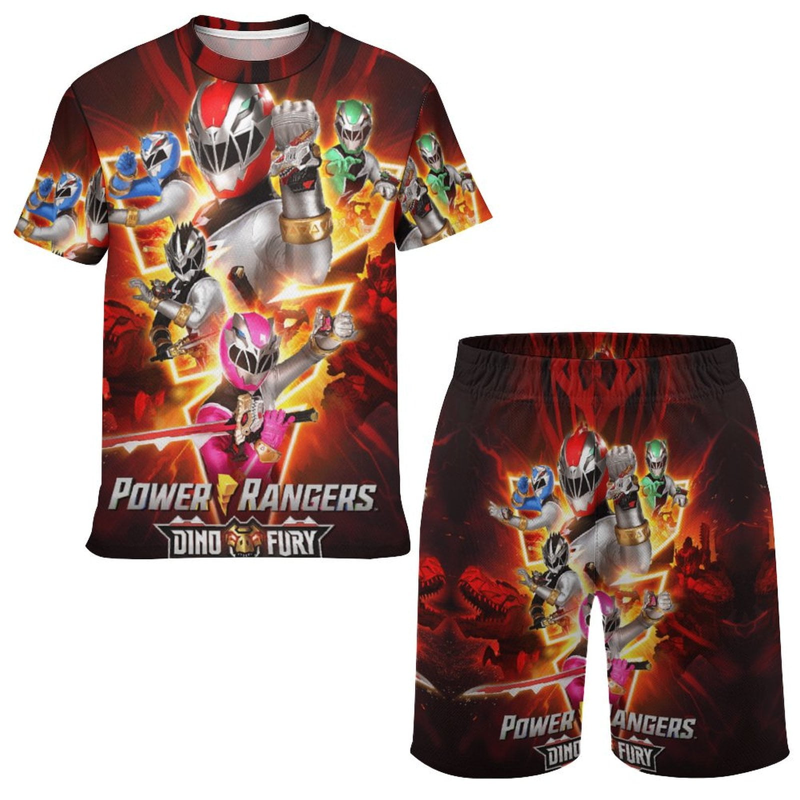 Power Rangers Kids Short Sleeve Mesh T-Shirt And Shorts Outfit Set ...