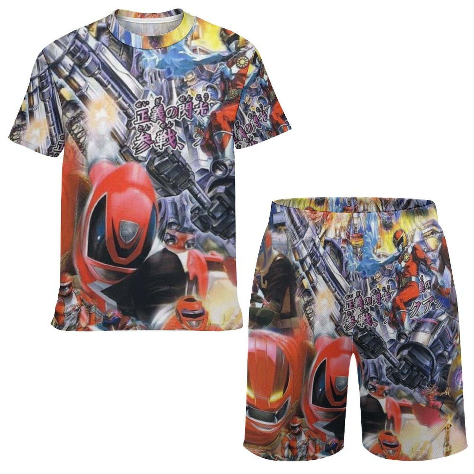 Power Rangers Kids Short Sleeve Mesh T-Shirt And Shorts Outfit Set ...