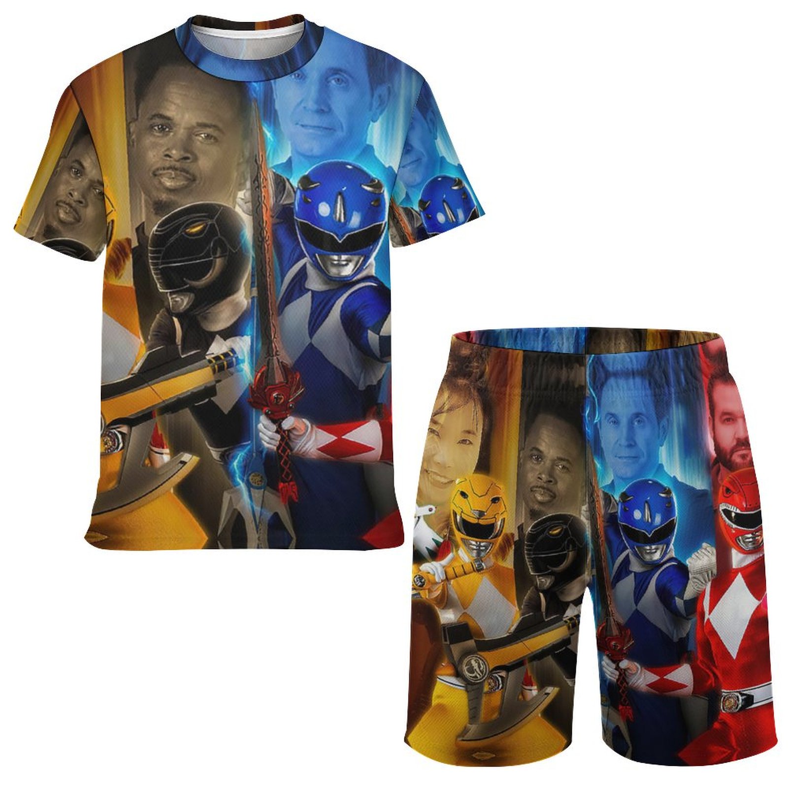Power Rangers Kids Short Sleeve Mesh T-Shirt And Shorts Outfit Set ...