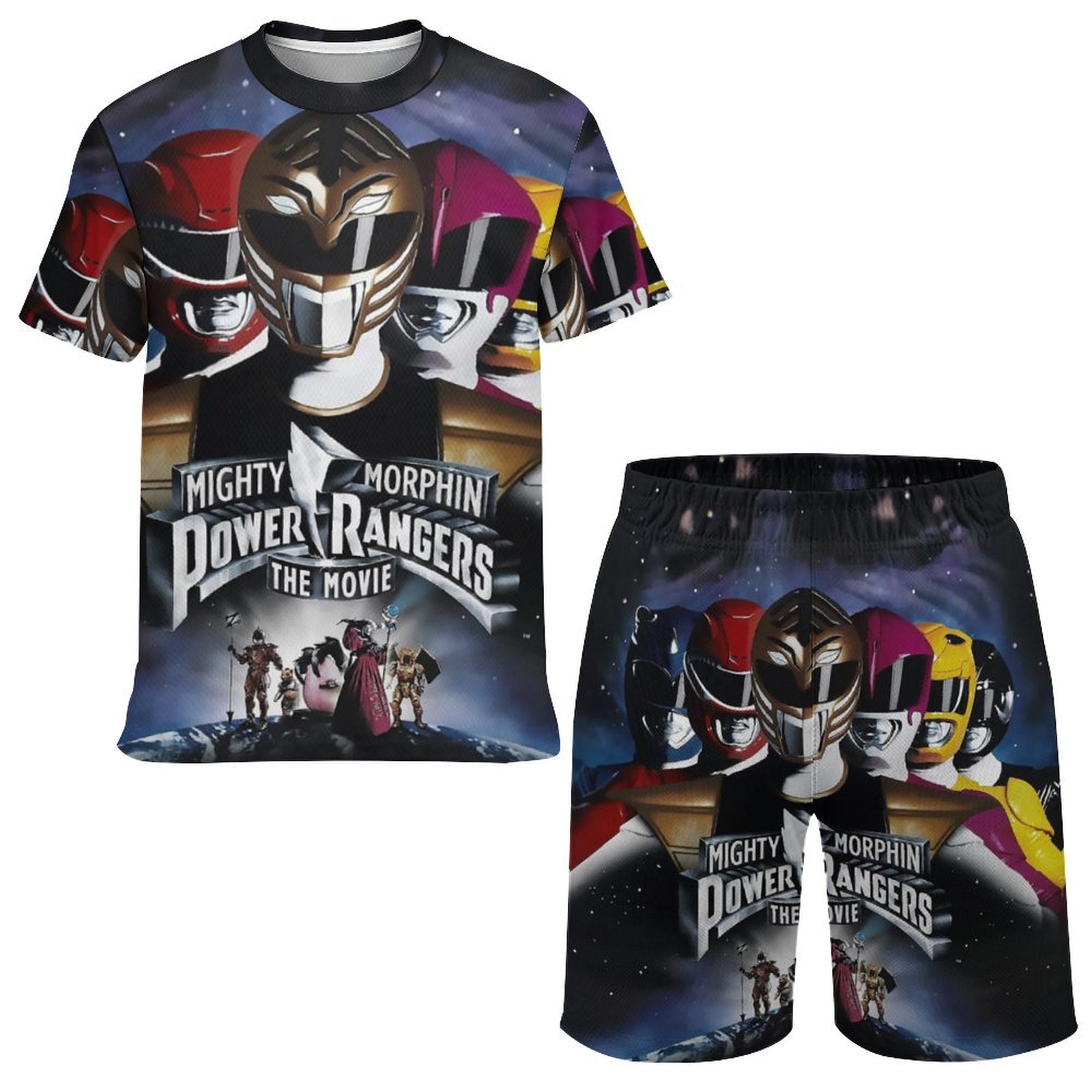 Power Rangers Kids Short Sleeve Mesh T-Shirt And Shorts Outfit Set ...