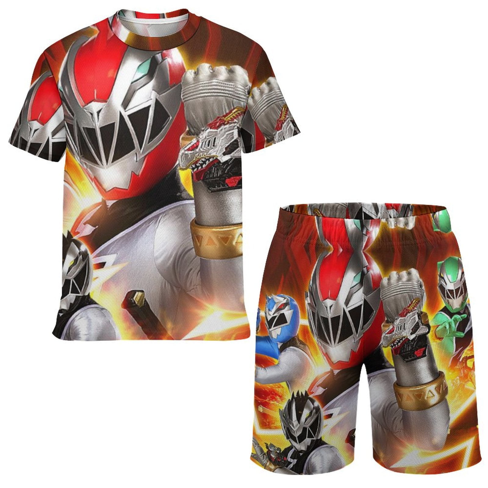 Power Rangers Kids Short Sleeve Mesh T-Shirt And Shorts Outfit Set ...