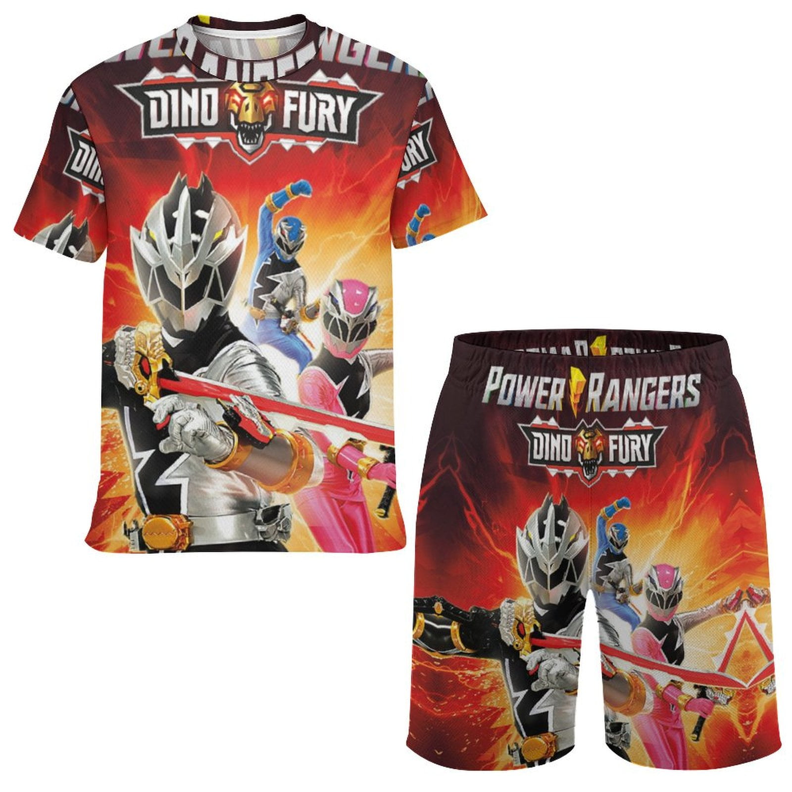 Power Rangers Kids Short Sleeve Mesh T-Shirt And Shorts Outfit Set ...