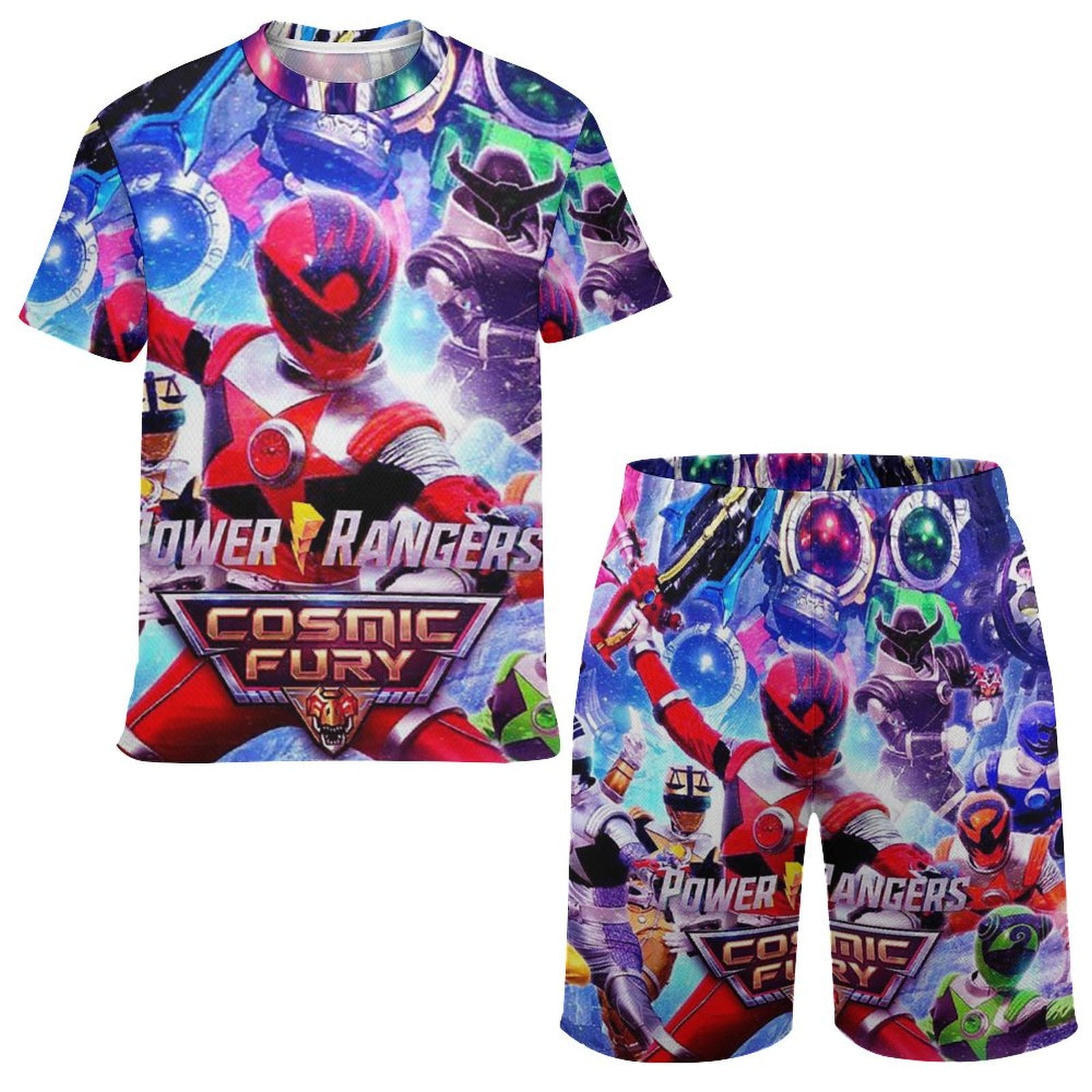 Power Rangers Kids Short Sleeve Mesh T-Shirt And Shorts Outfit Set ...
