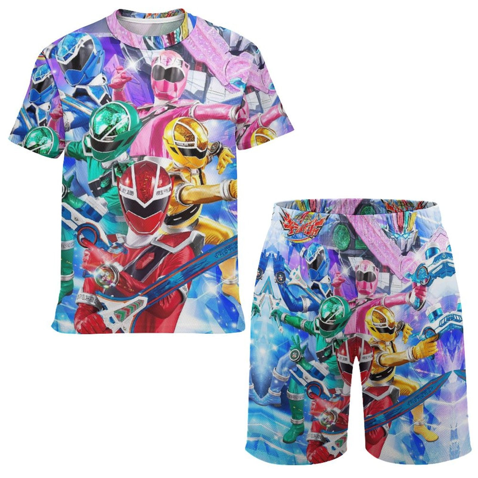 Power Rangers Kids Short Sleeve Mesh T-Shirt And Shorts Outfit Set ...