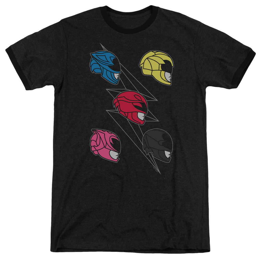 Power Rangers Line Helmets Adult Heather Ringer Shirt - Walmart.com