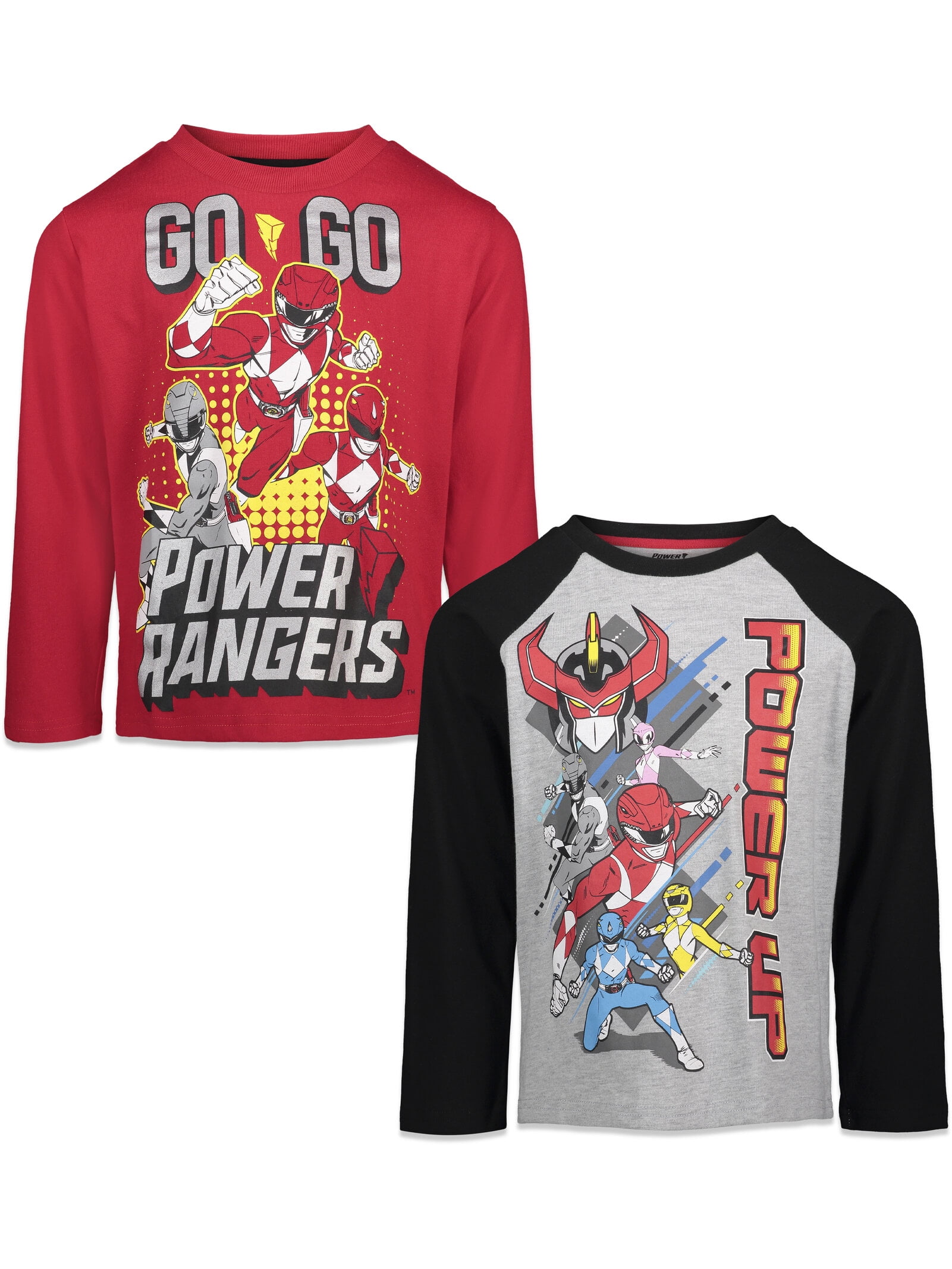 Power Rangers Mighty Morphin Boys Clothes: 2 Pack Long Sleeve T-Shirts ...