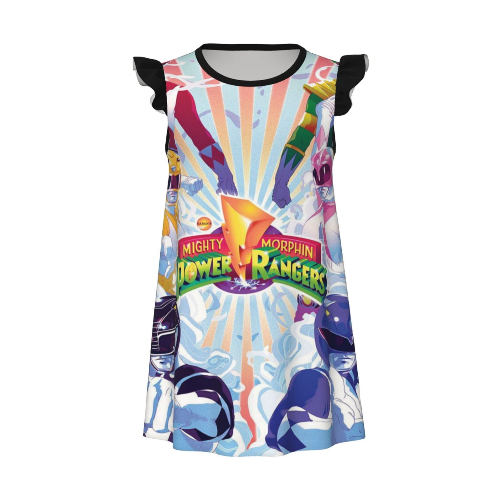 Power Rangers Little Girls Nightgown Short Flutter Sleeve Pajamas ...