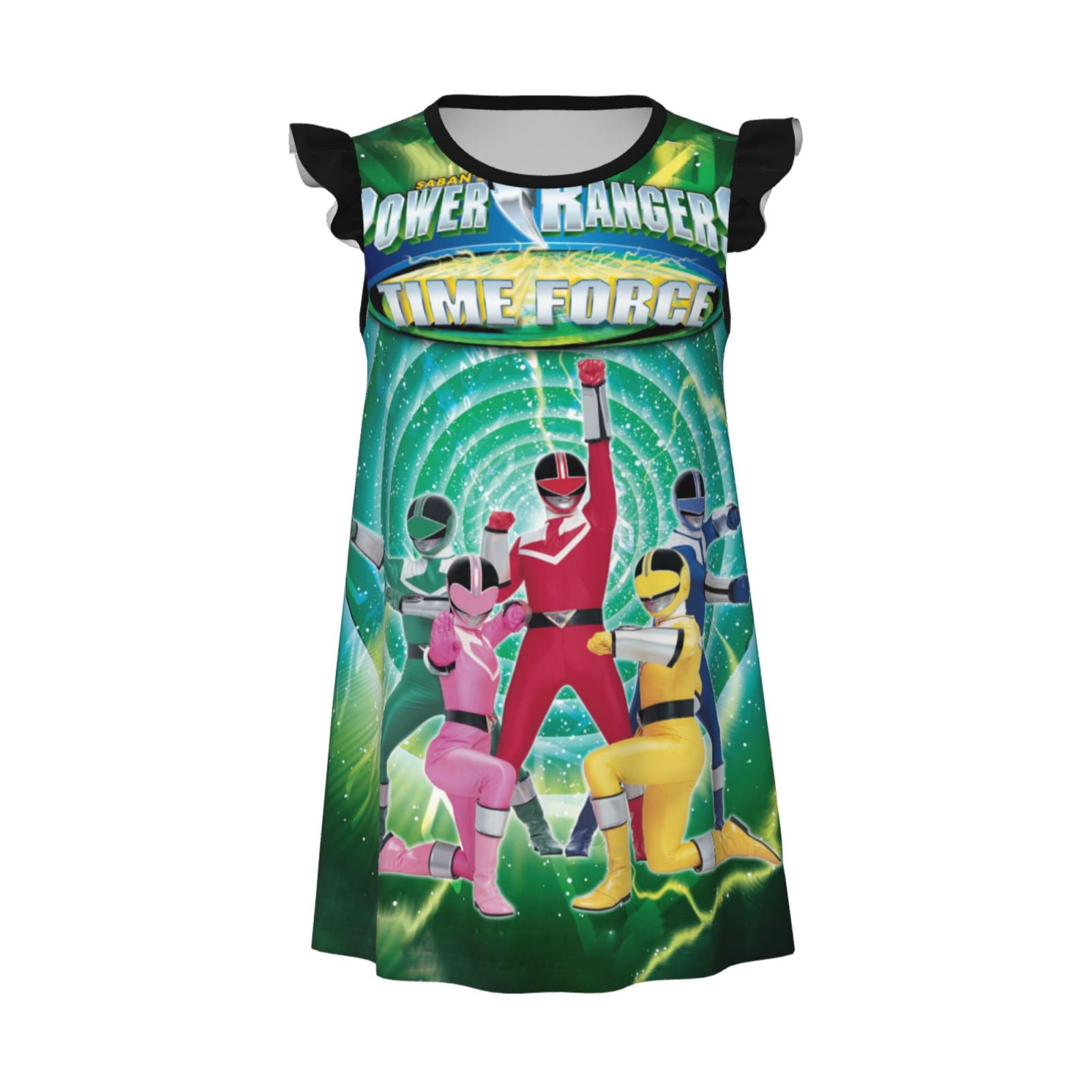 Power Rangers Little Girls Nightgown Short Flutter Sleeve Pajamas ...
