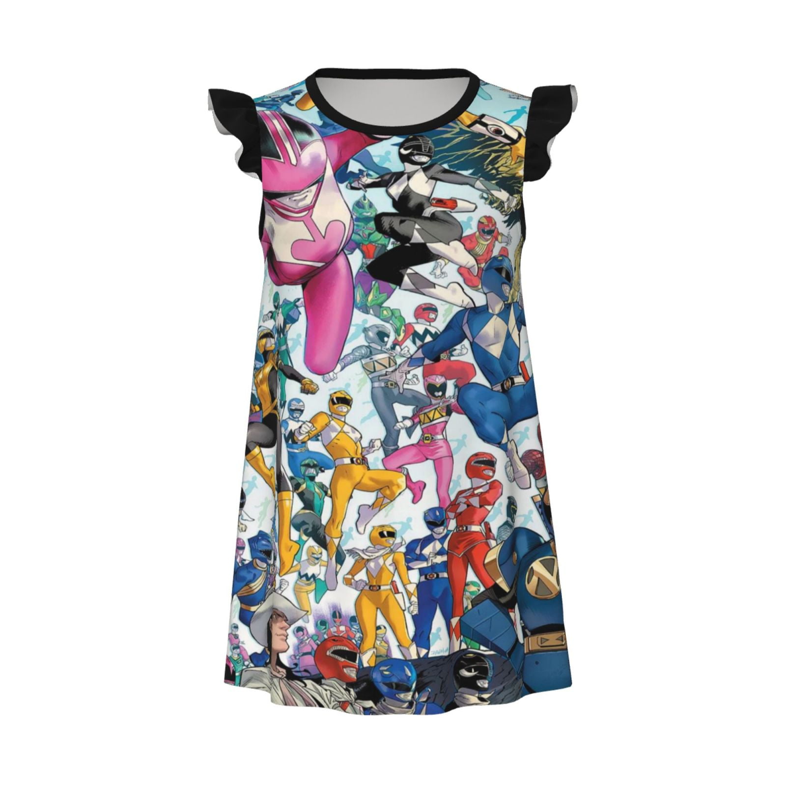 Power Rangers Little Girls Nightgown Short Flutter Sleeve Pajamas ...