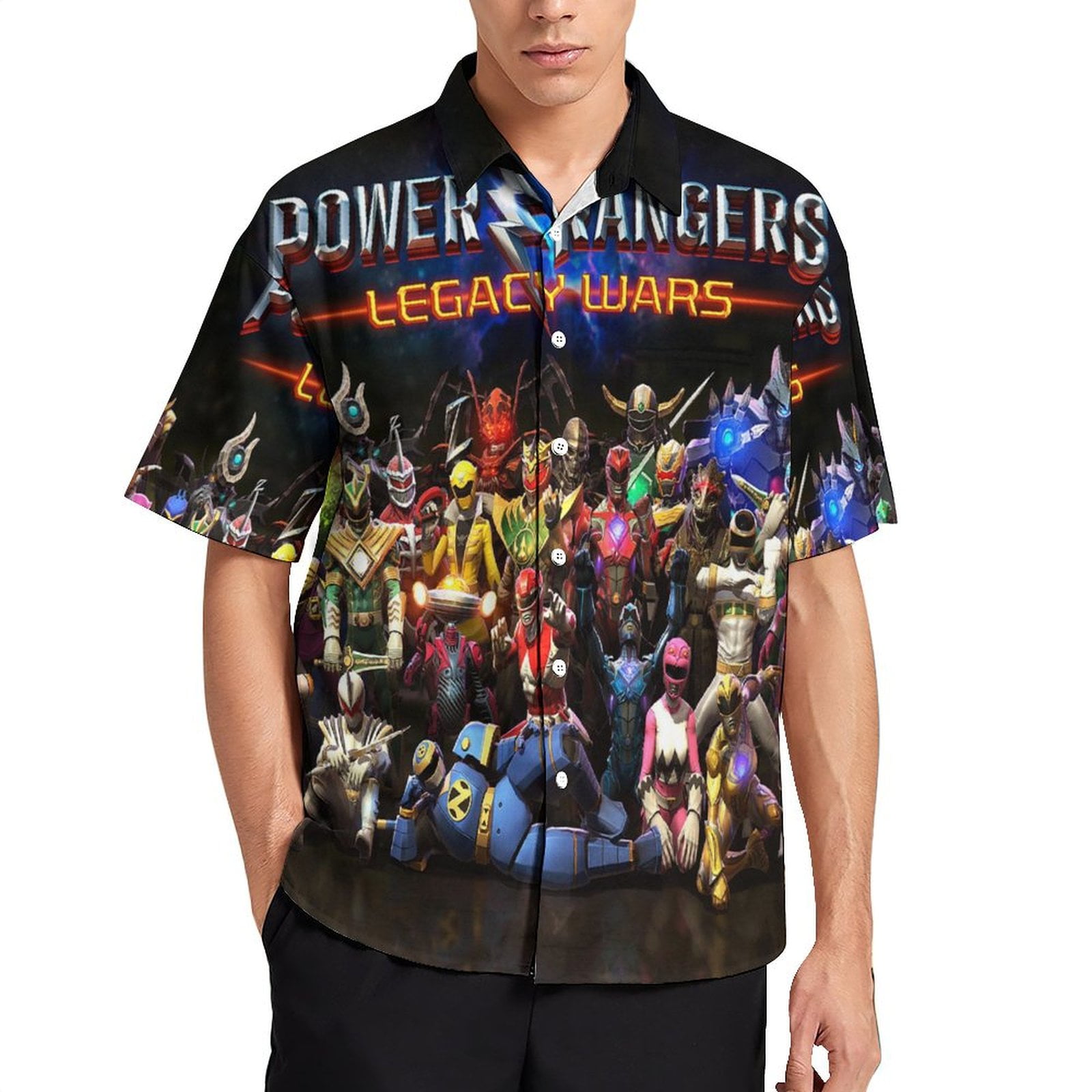 Power Rangers Men's Hawaiian Shirt Short Sleeve Button Down Shirts ...