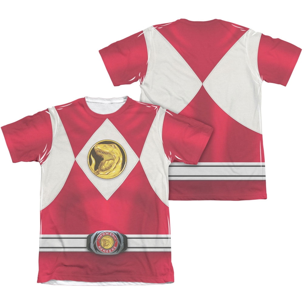 Power Rangers Men's Red Ranger Emblem Sublimation T-shirt X-Large White ...