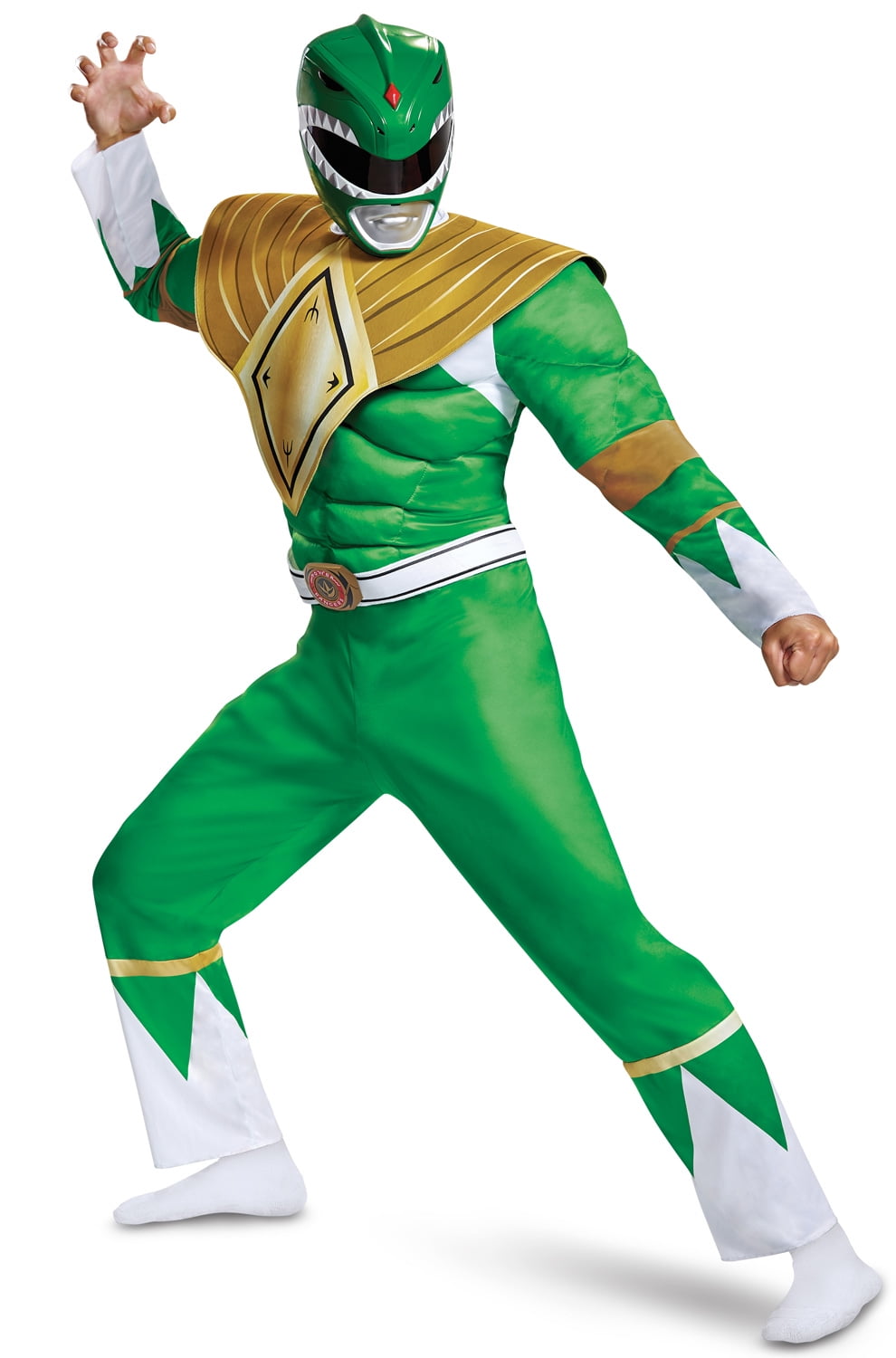 Power Rangers Mighty Morphin Green Ranger Adult Halloween Costume Suit ...