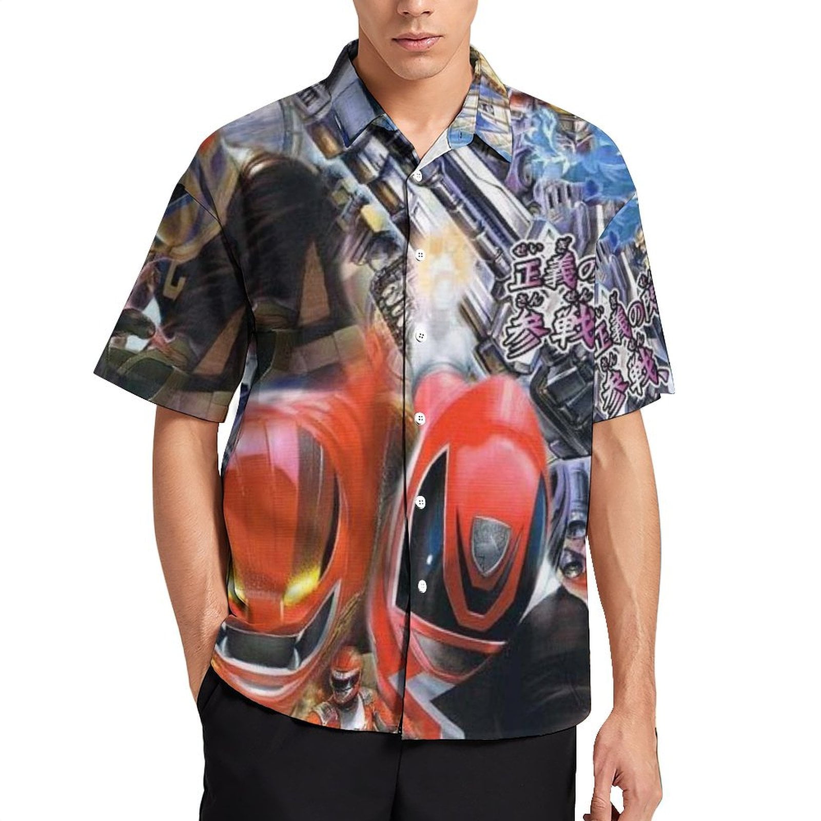 Power Rangers Mens Hawaiian Shirt Short Sleeve Button Down Shirts ...