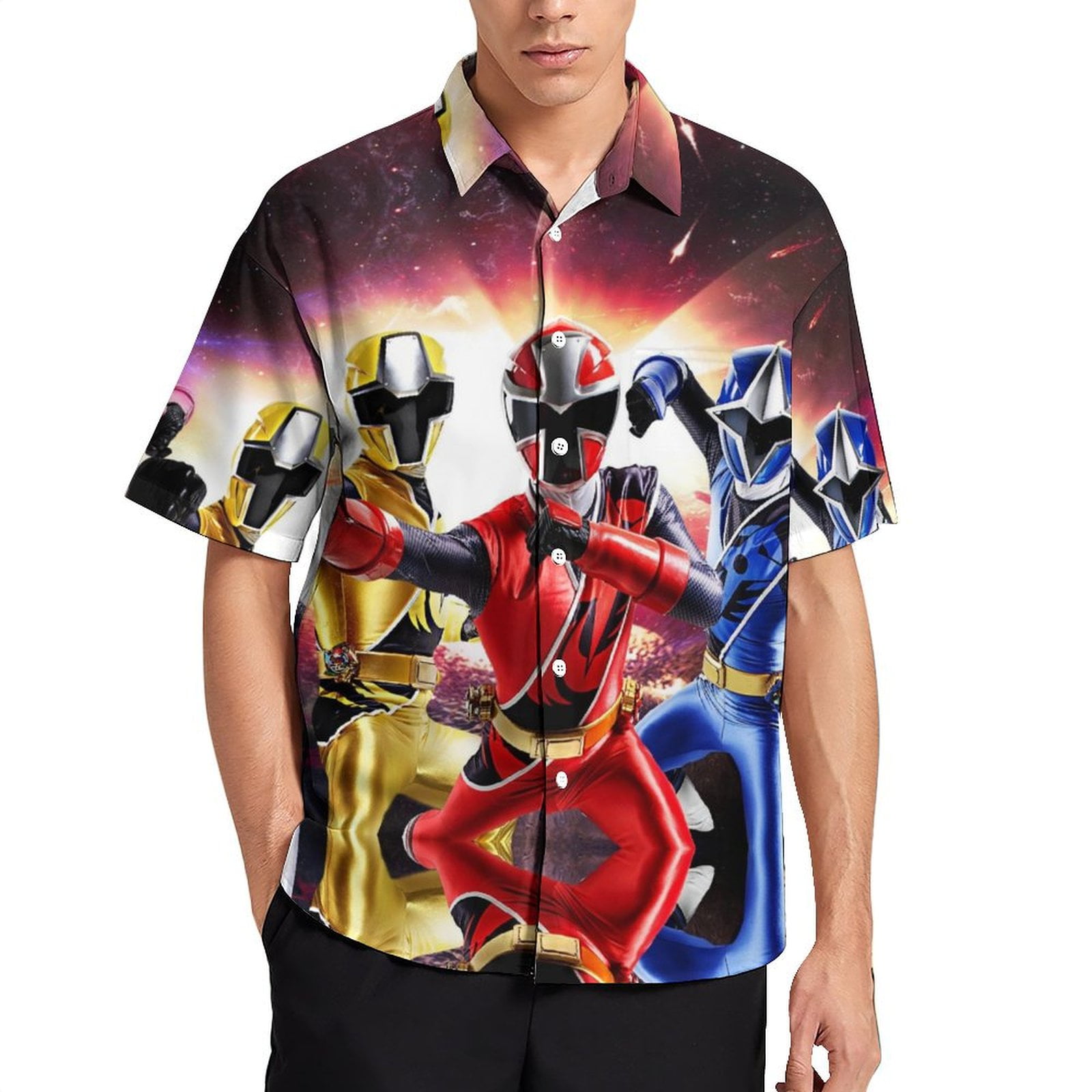 Power Rangers Mens Hawaiian Shirt Short Sleeve Button Down Shirts ...