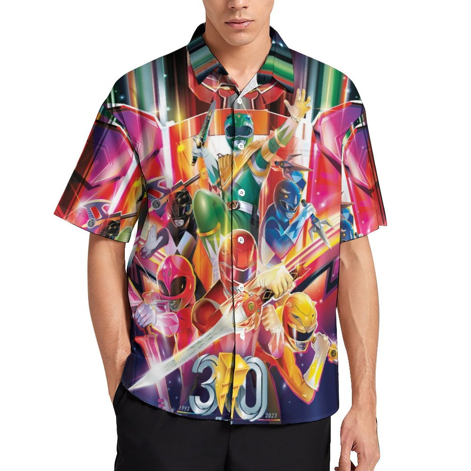 Power Rangers Mens Hawaiian Shirt Short Sleeve Button Down Shirts ...