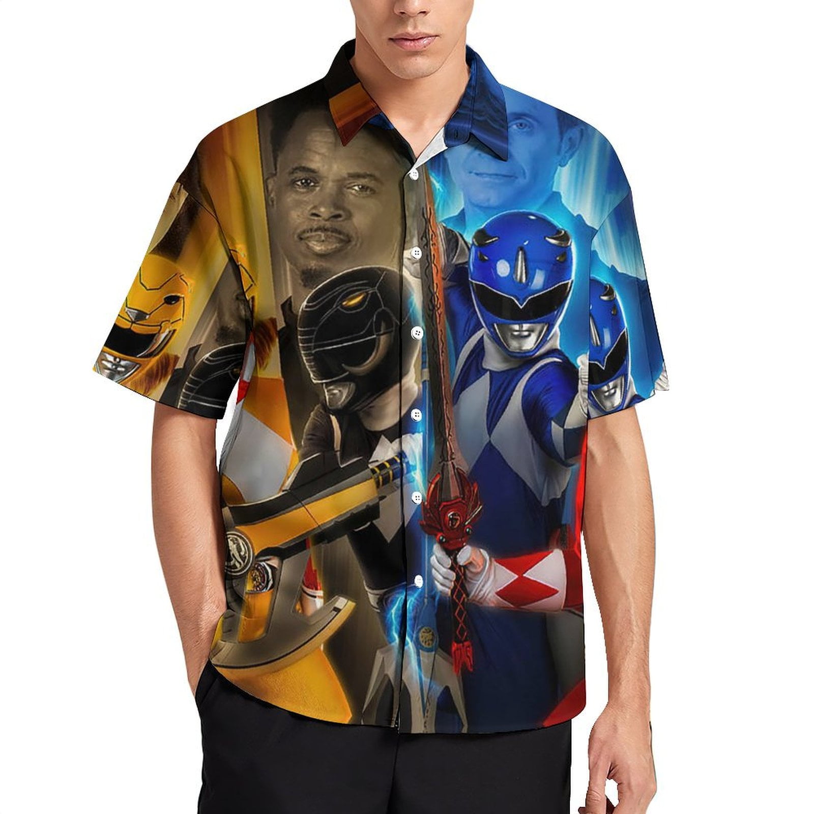 Power Rangers Mens Hawaiian Shirt Short Sleeve Button Down Shirts ...