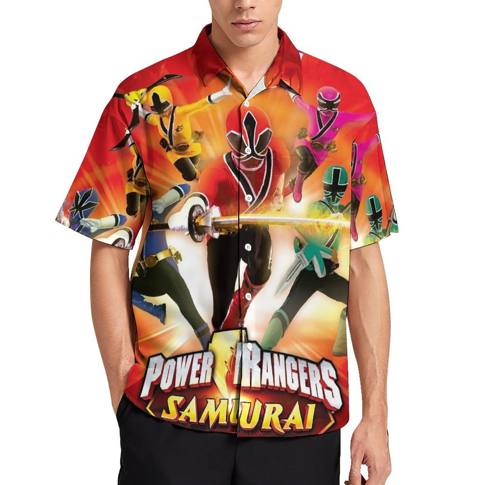 Power Rangers Mens Hawaiian Shirt Short Sleeve Button Down Shirts Tropical Summer Beach Shirts ...