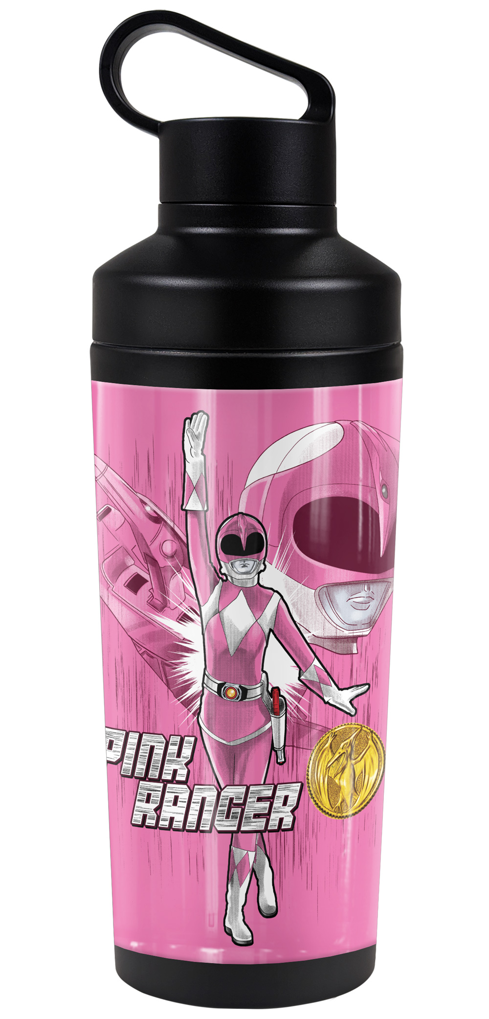 Power Rangers Official Pink Ranger 18 oz Insulated Water Bottle, Leak ...
