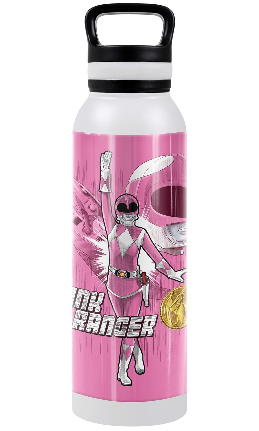 Power Rangers Official Pink Ranger 24 oz Insulated Canteen Water Bottle ...