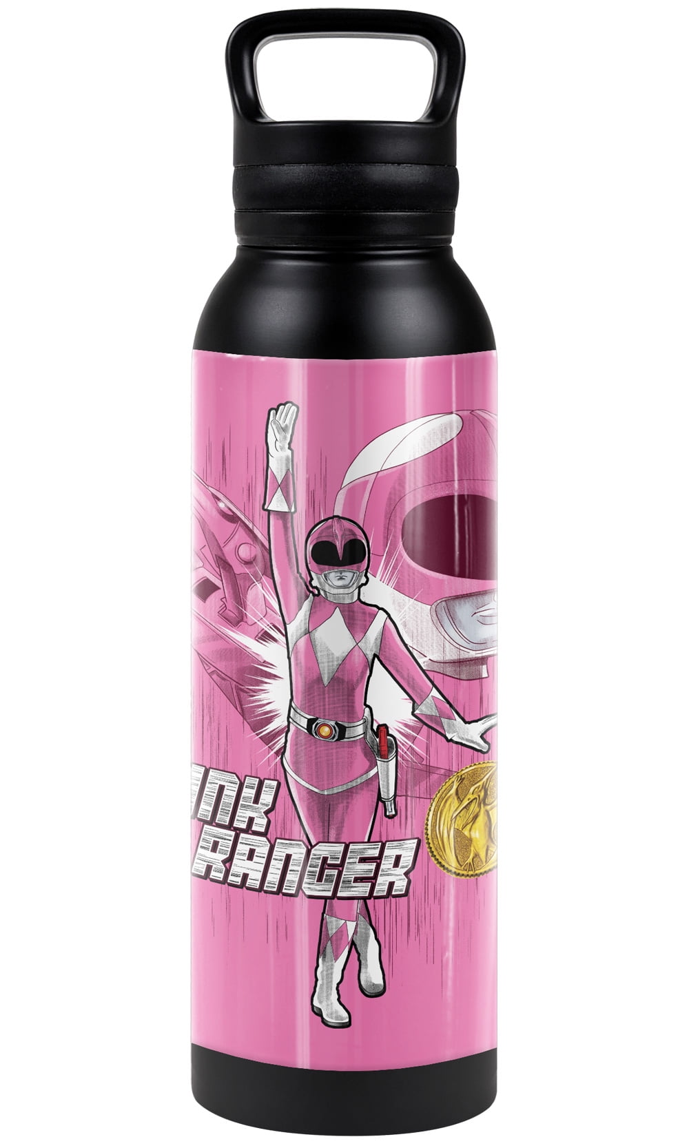 Power Rangers Official Pink Ranger 24 oz Insulated Canteen Water Bottle ...
