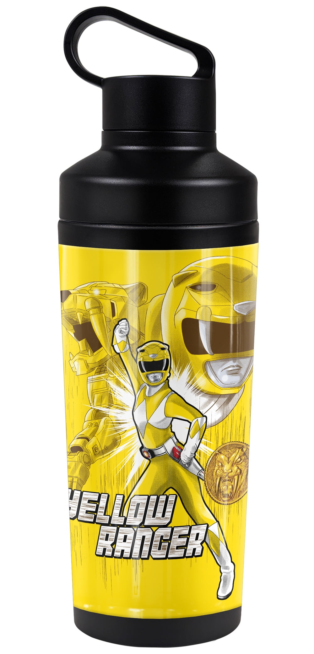 Power Rangers Official Yellow Ranger 18 oz Insulated Water Bottle, Leak ...