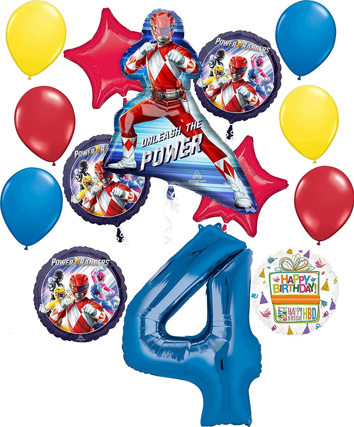 Power Rangers 4th Birthday Party Supplies, Kids Unleash the Power ...
