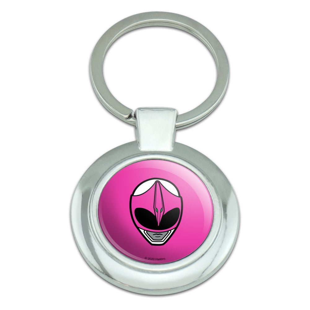 Power Rangers Pink Ranger Helmet Keychain Classy Round Chrome Plated ...